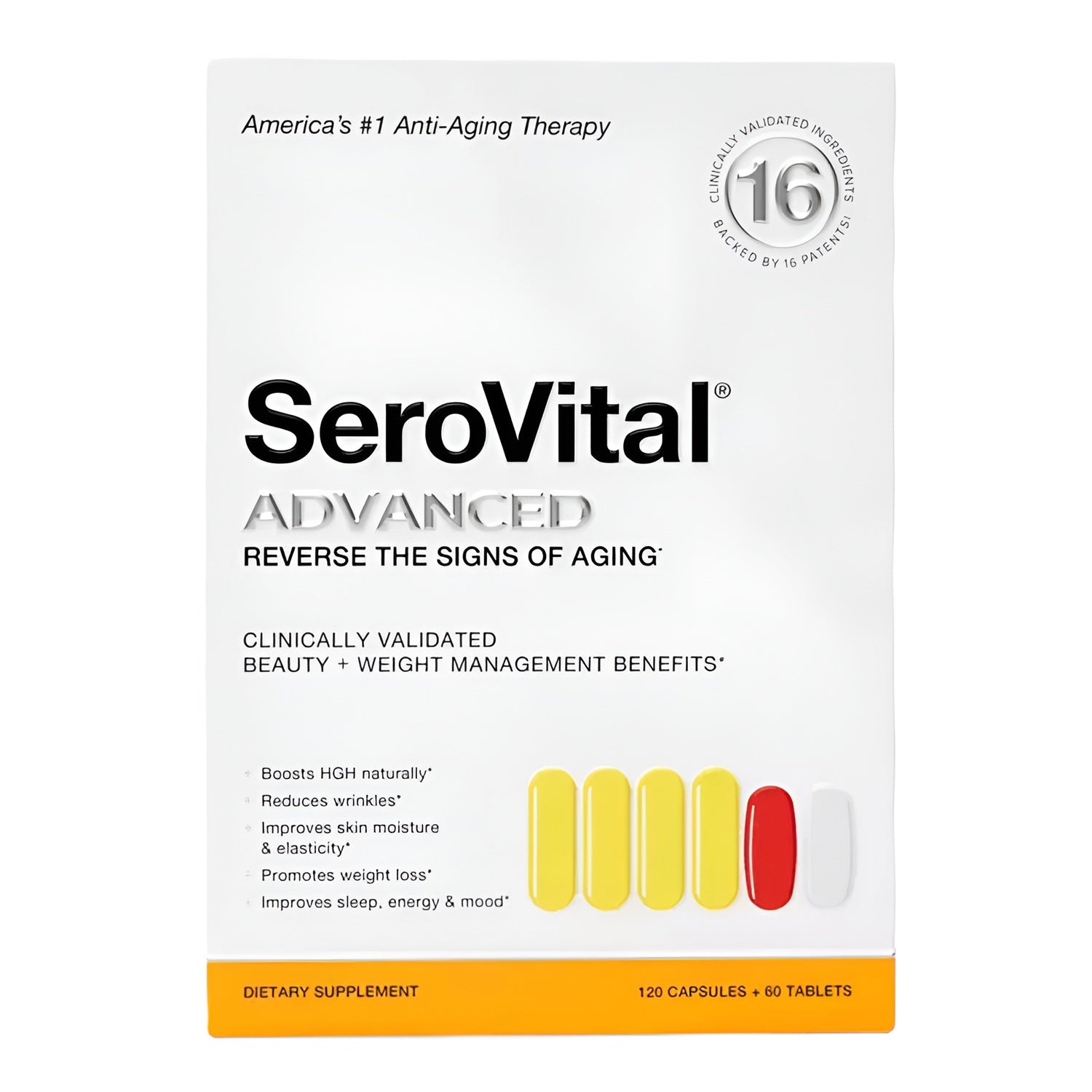 SeroVital ADVANCED Anti-Aging Dietary Supplement 120 Capsules + 60 Tab ...